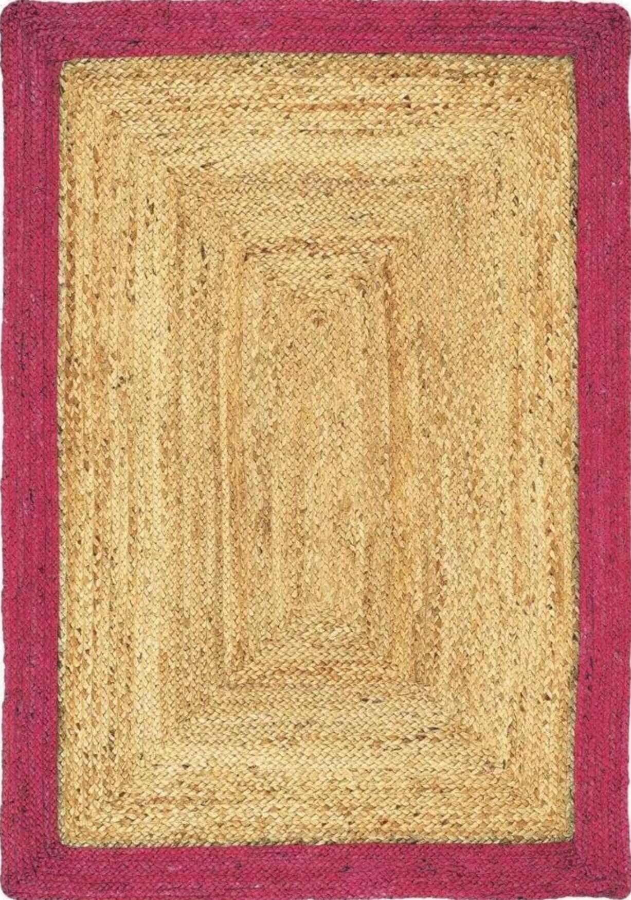 Bordered Raspberry Jute Rug | Natural Home Decor | The Rugs