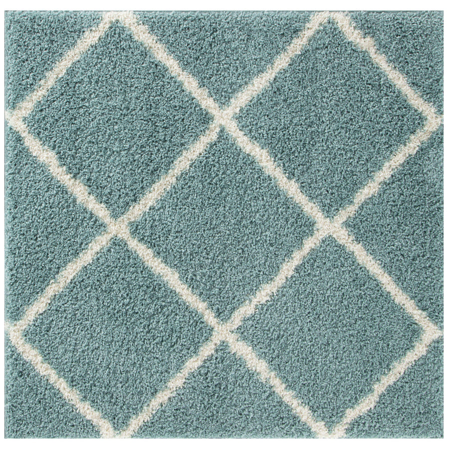 Diamond Design Shaggy Area Rugs Duck Egg Blue| The Rugs