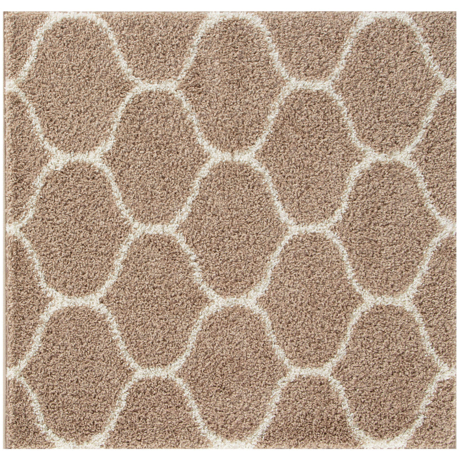 The Rugs Area Rug - Modern Luxury Shaggy Rug Trellis Beige
