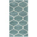 Trellis Design Thick Shaggy Area Rugs Duck Egg Blue