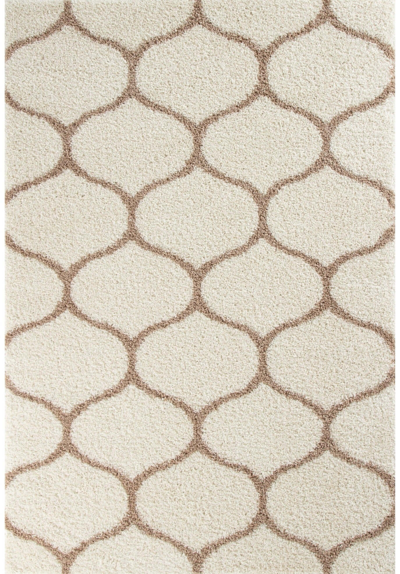 Trellis Design Thick Shaggy Area Rugs Ivory Beige | The Rugs