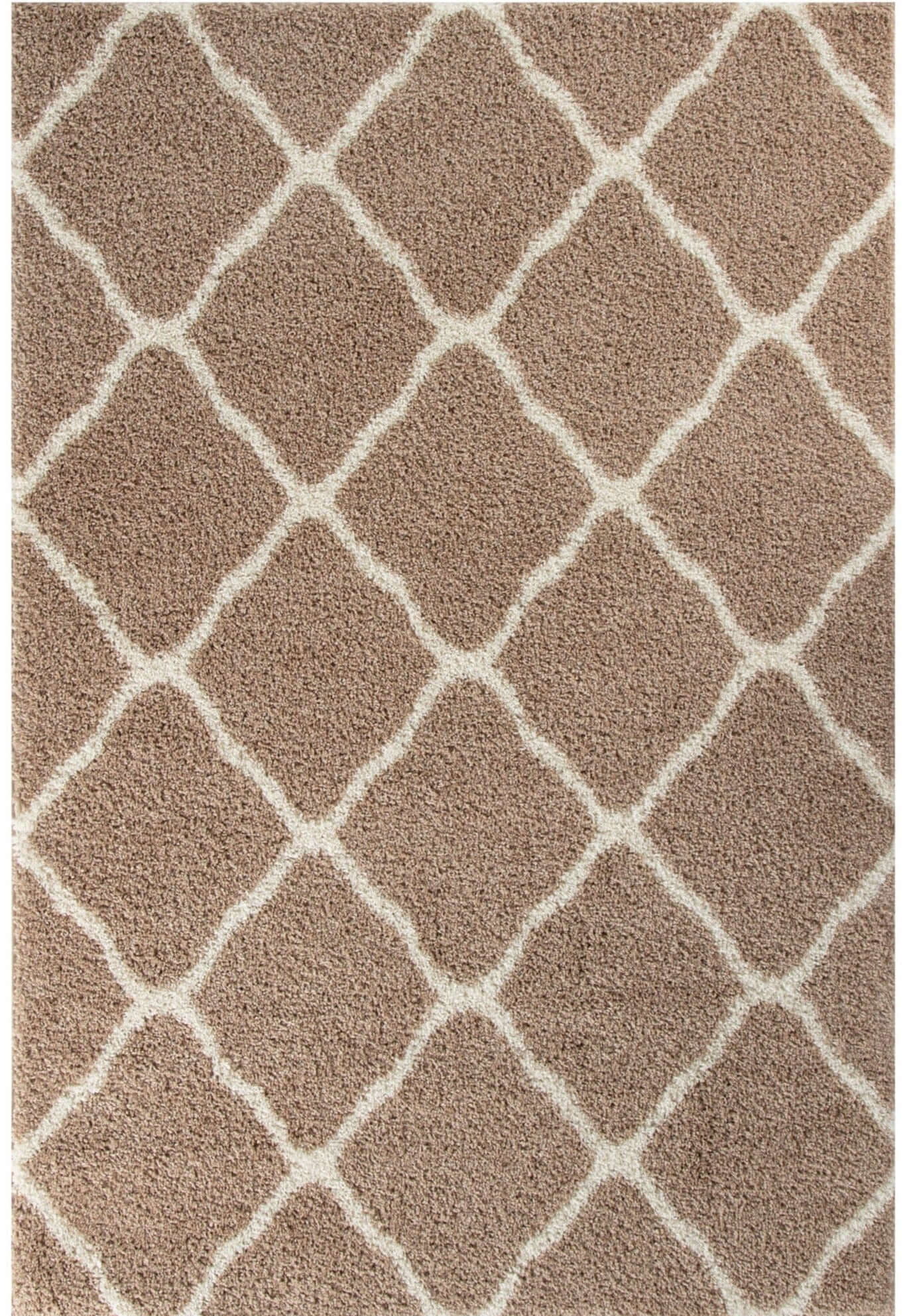 Moroccan Design Thick Shaggy Area Rugs Beige | The Rugs