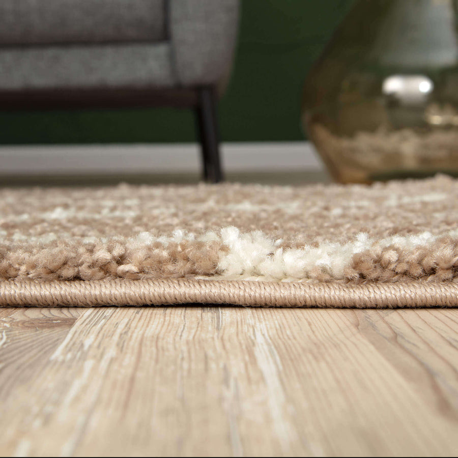 Moroccan Design Thick Shaggy Area Rugs Beige | The Rugs