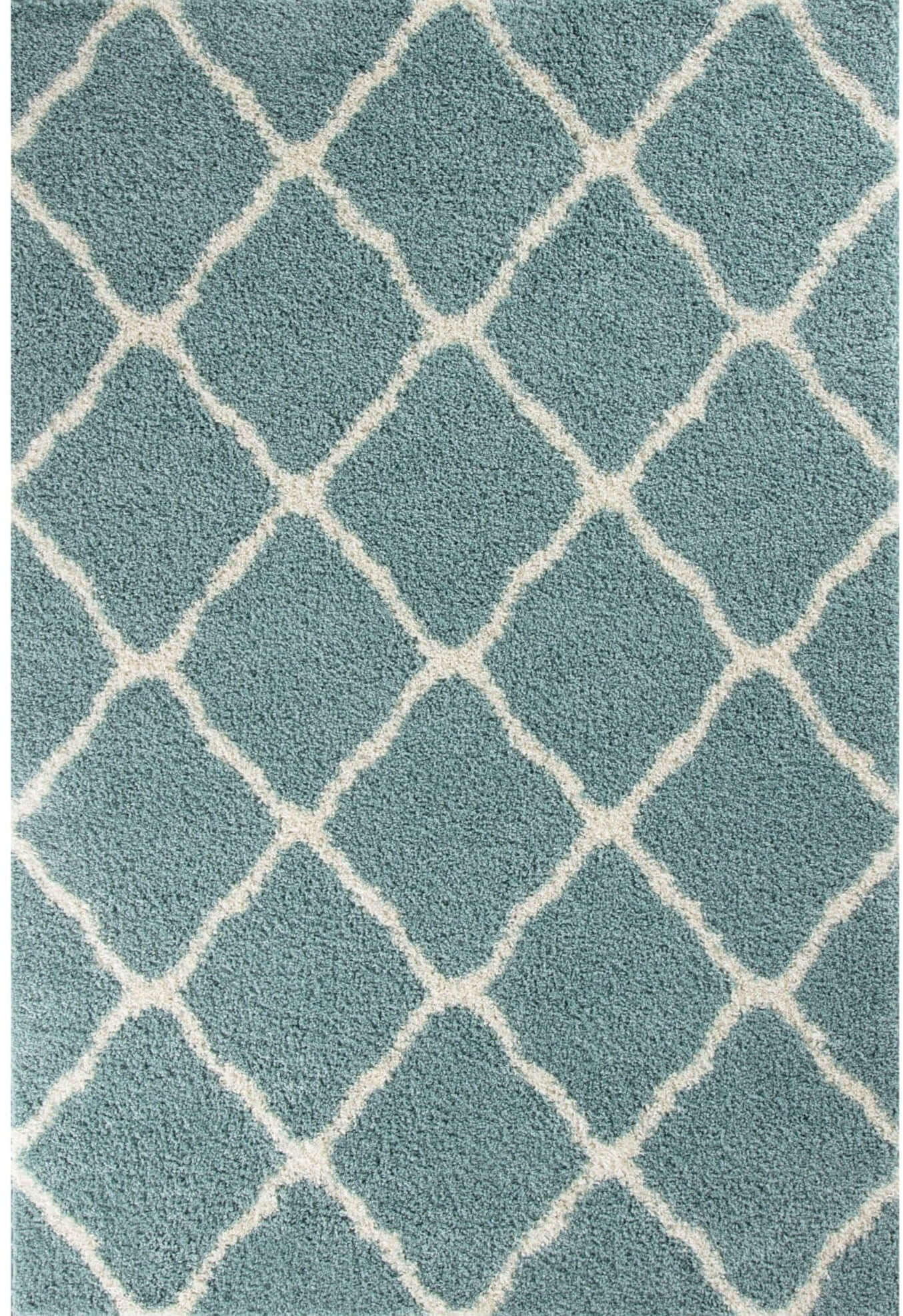 Moroccan Design Shaggy Area Rugs Duck Egg Blue | The Rugs