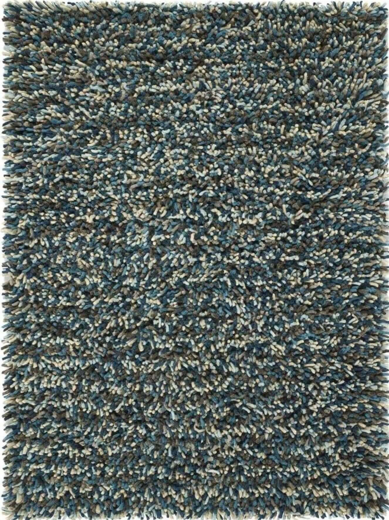 Rocks Collection Shaggy Pile Wool Rug in Blue – The Rugs