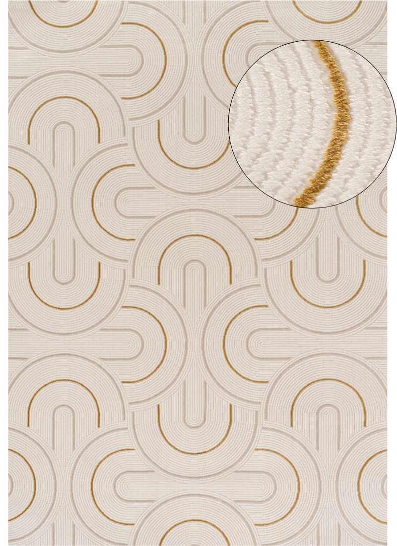 The Rugs Carmel Cream-Gold Geometric Rug - Stylish Comfort