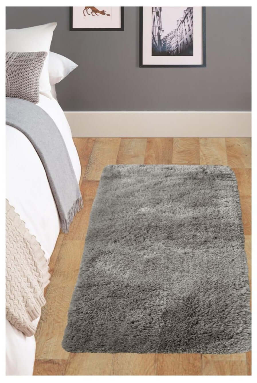 Machine Washable Shaggy Rug Plain Design in Grey – The Rugs