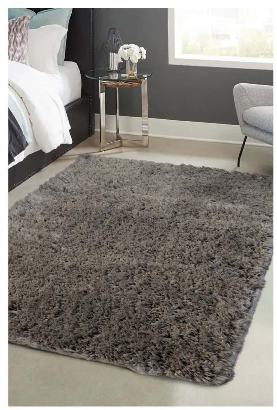 Machine Washable Shaggy Rug Plain Design in Grey – The Rugs