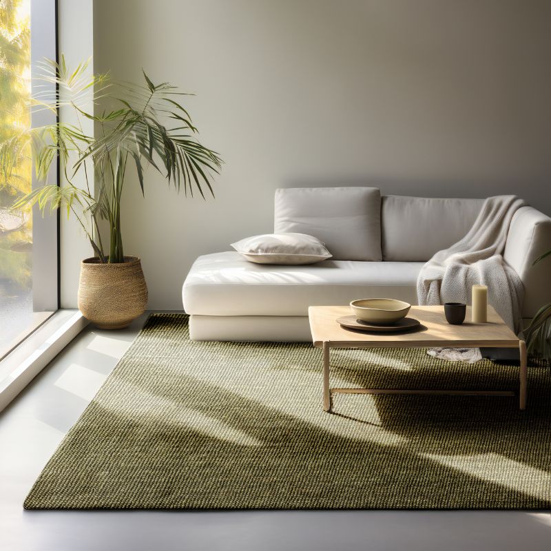 The Rugs Handwoven Jute Green Rug - Natural Quality Comfort