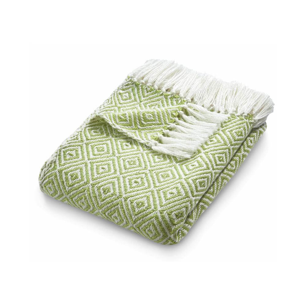 The Rugs Woven Diamond Throw Green - Quality Comfort Style