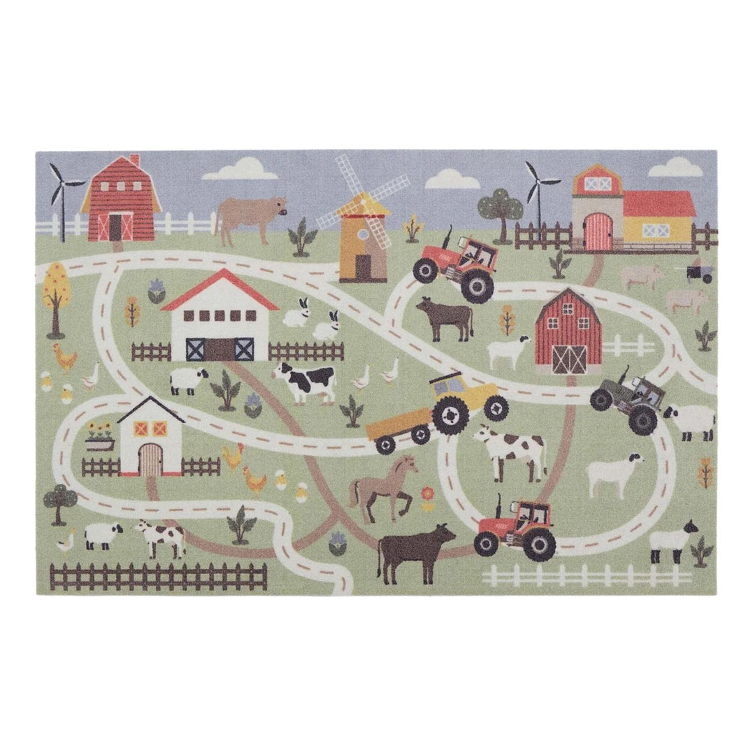 The Rugs Quality Play Kids Farm Track Mat - Soft Comfort