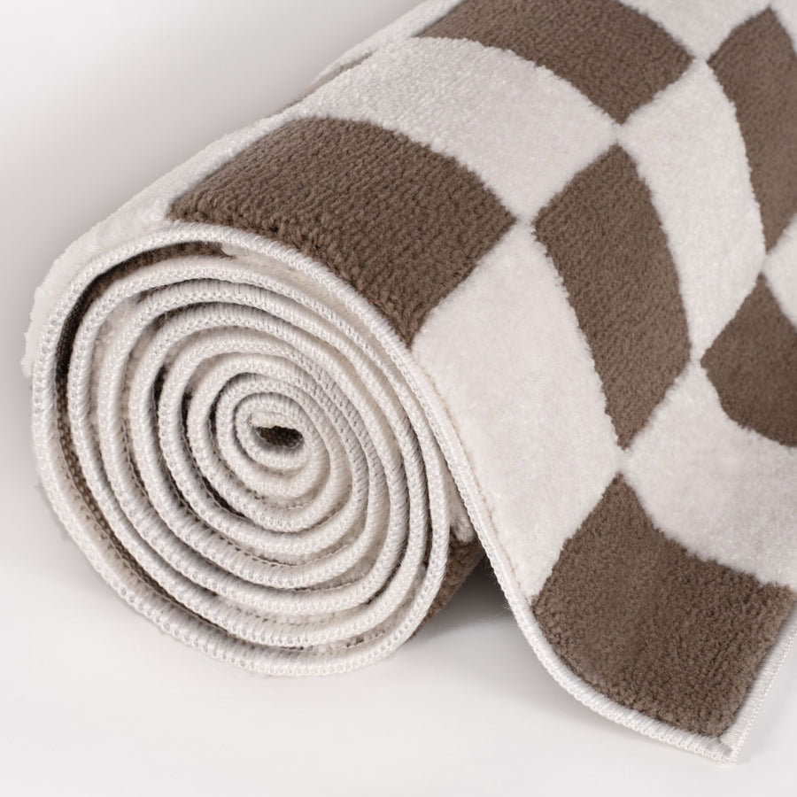 The Rugs Loft Checkerboard Brown Rug - Quality Comfort