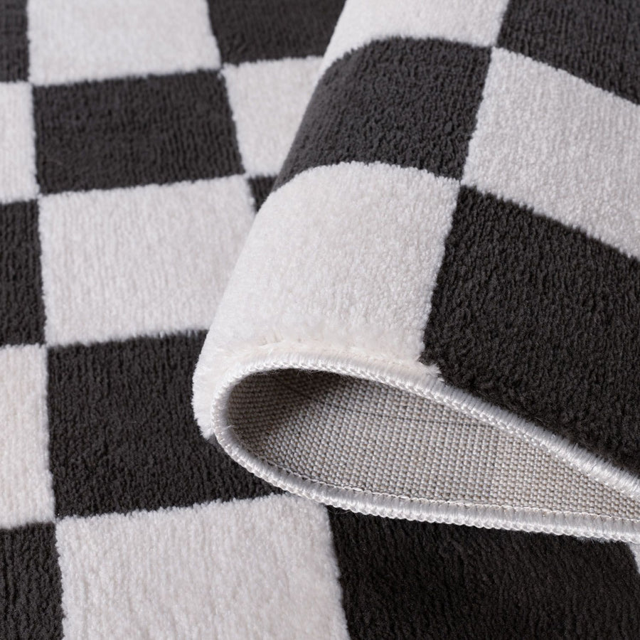 The Rugs Loft Checkerboard Dark Grey Quality Comfort Rug