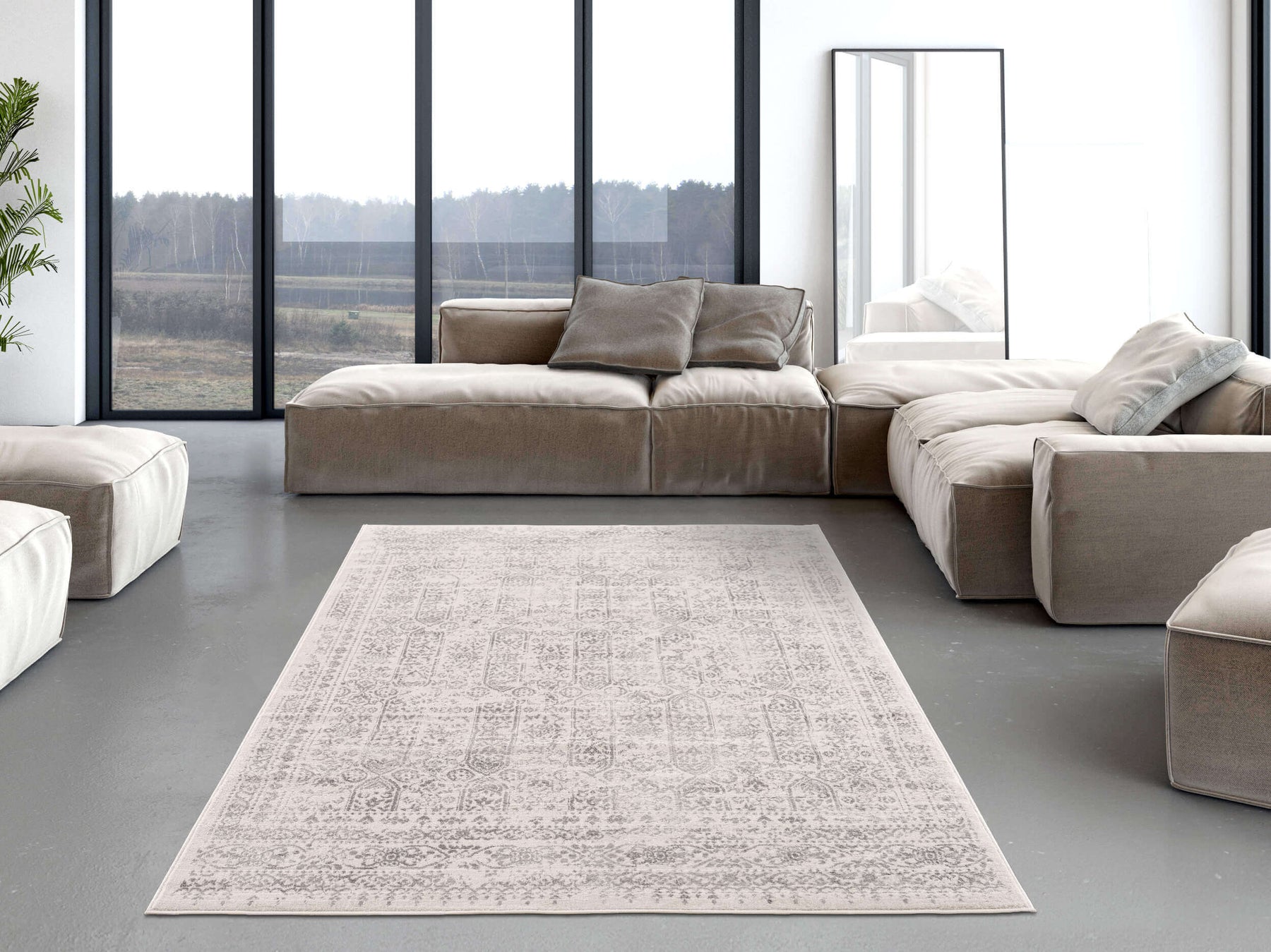 Living Room Rug Vintage Design In Cream | The Rugs