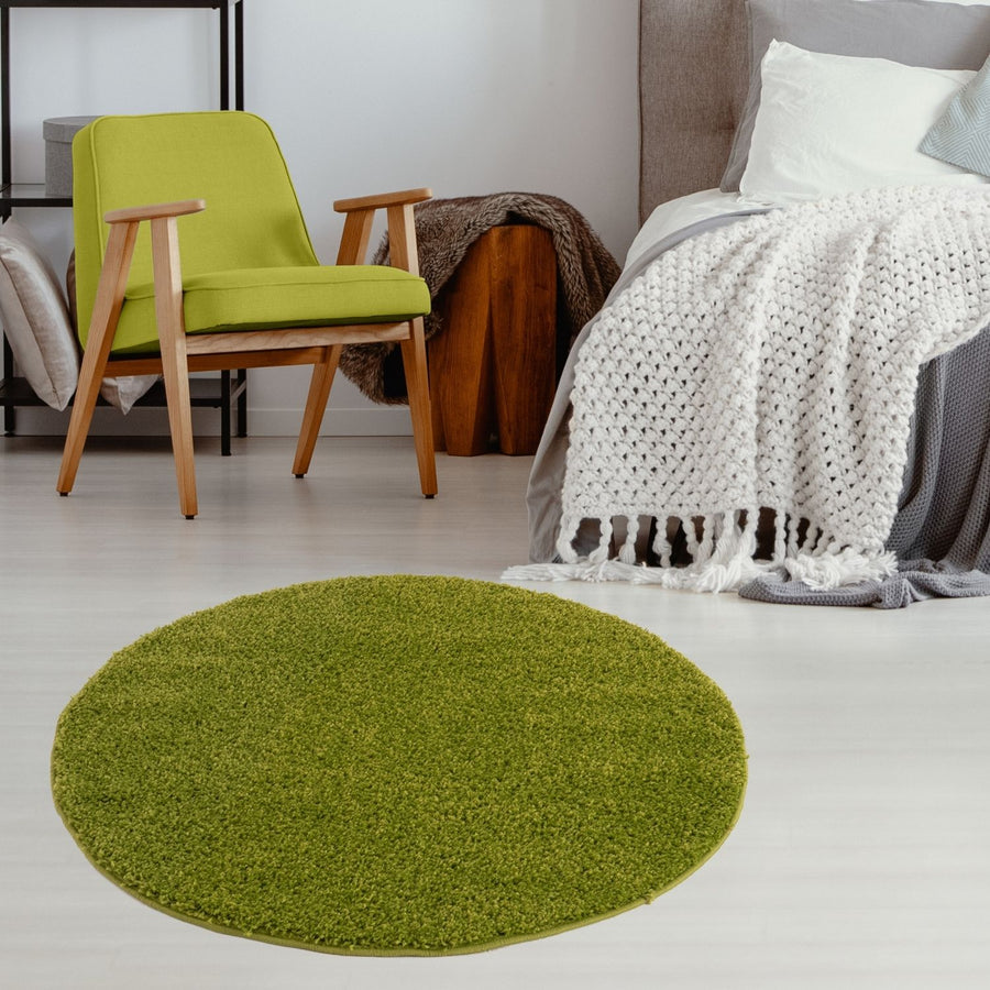 Premium Shaggy Rug Plain Green Rectangle Shape | The Rugs