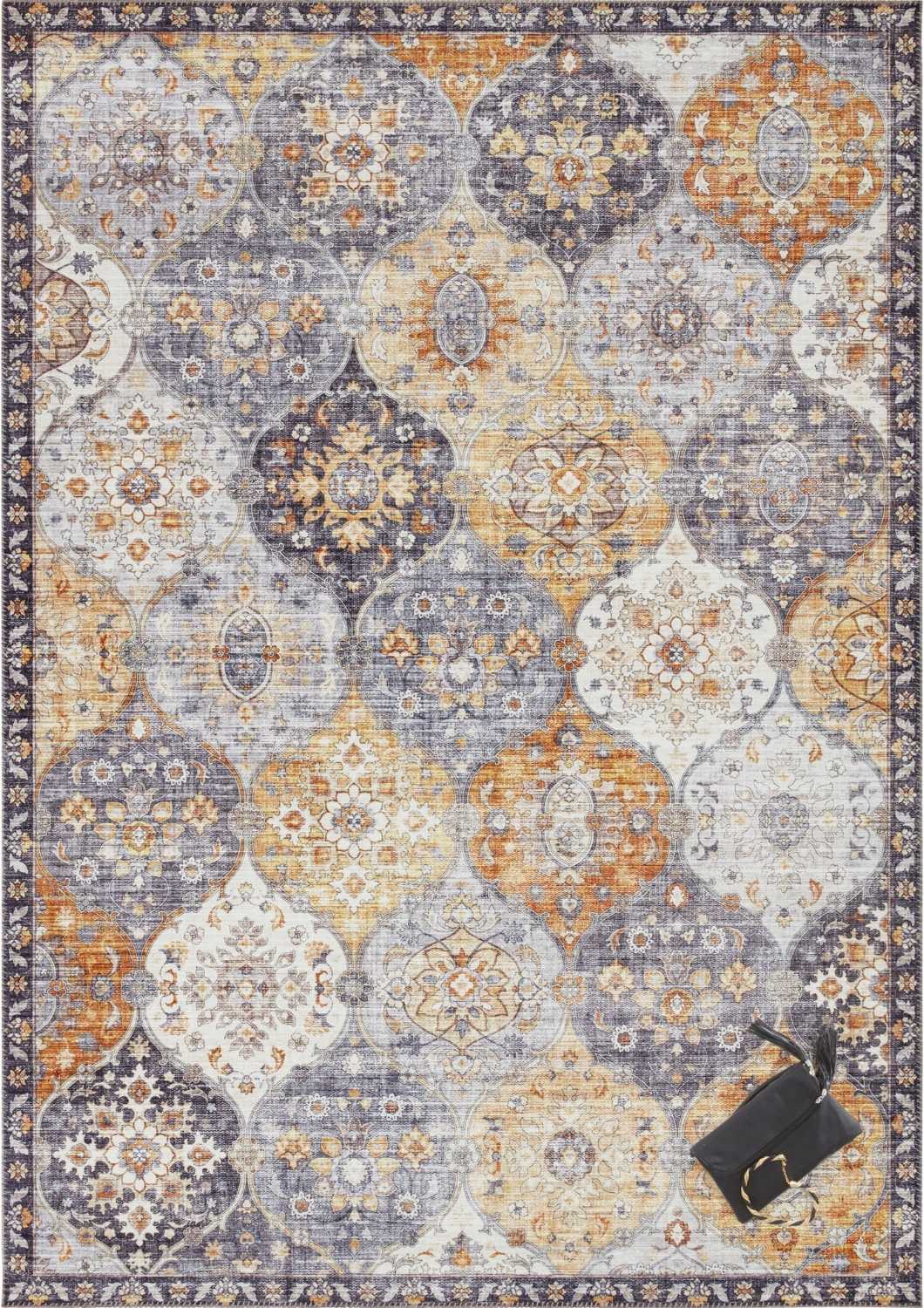 The Rugs Kashmir Ghom Oriental Yellow Vintage Style Rug