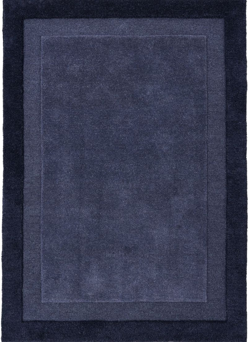 The Rugs Stacked Border Blue Wool Rug - Quality & Comfort