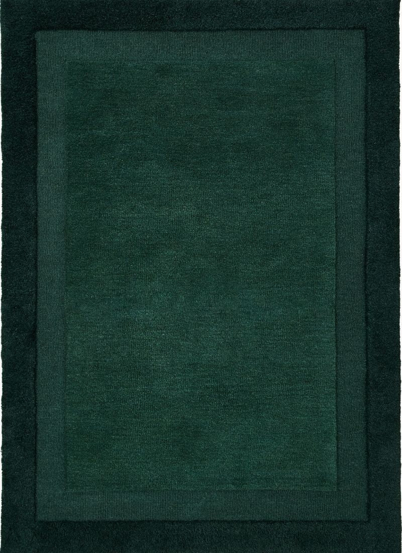 The Rugs Stacked Border Green Wool Rug - Quality & Comfort