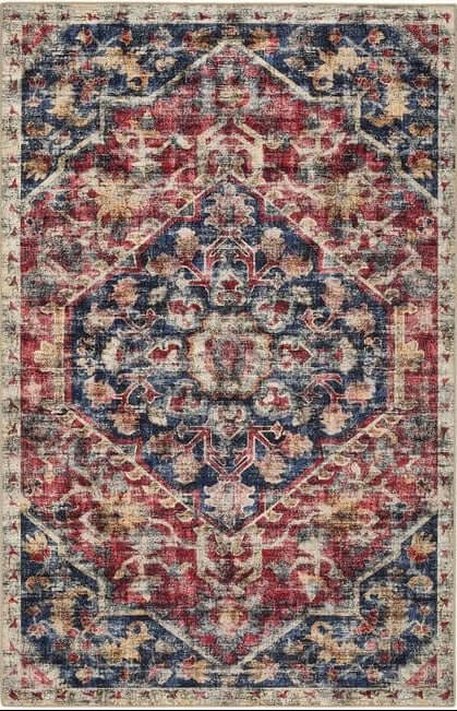 The Rugs Eco-Washable Red Medallion Rug | Vintage Elegance