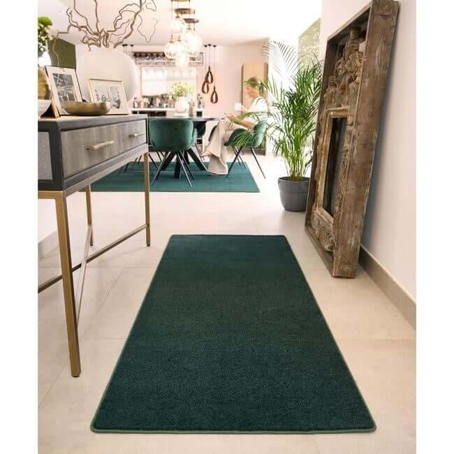 The Rugs Quality Eco-Washable Green Plain Rug Comfort Style
