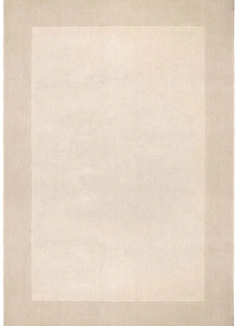 The Rugs Borders Beige Wool Rug - Quality Hand-Loomed