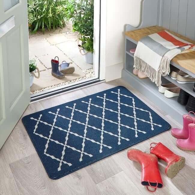 The Rugs Washable Diamond Blue Mat Runner - Quality & Style