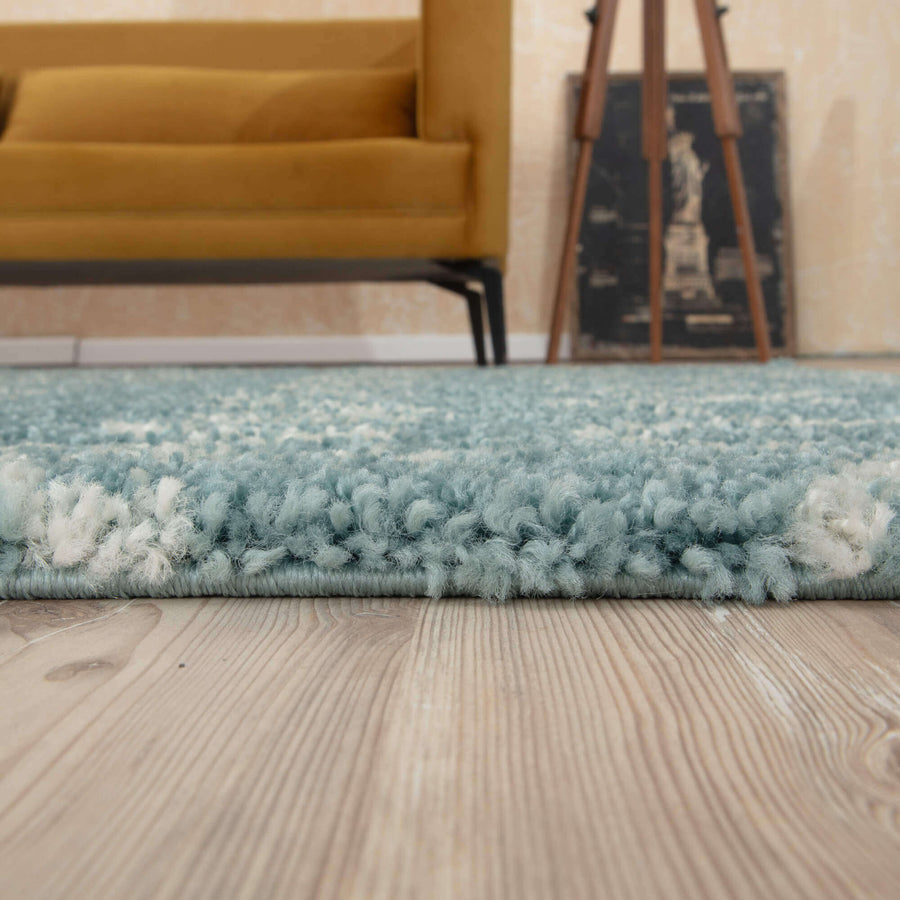 Moroccan Duck Egg Blue Shaggy Rug | Plush Comfort | The Rugs