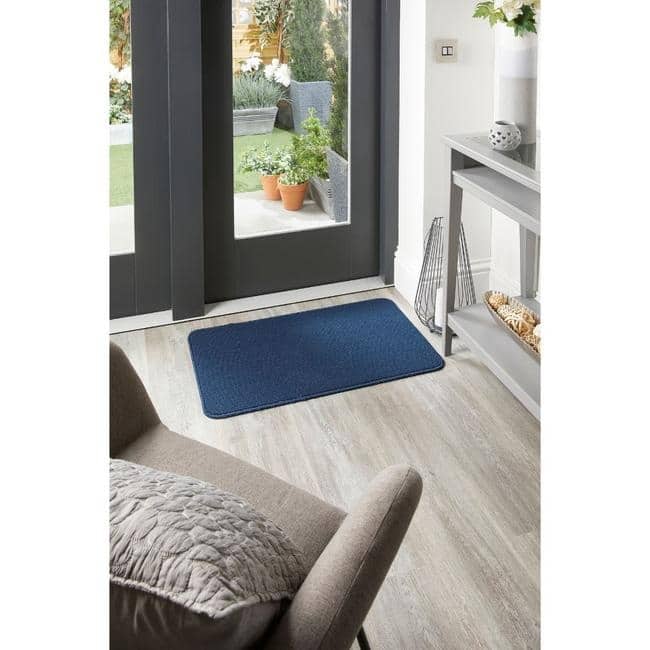 The Rugs Washable Plain Blue Mat Runner - Quality Comfort Style