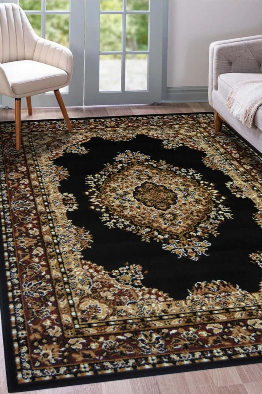 Maestro Collection Traditional Design Rug in Black – The Rugs