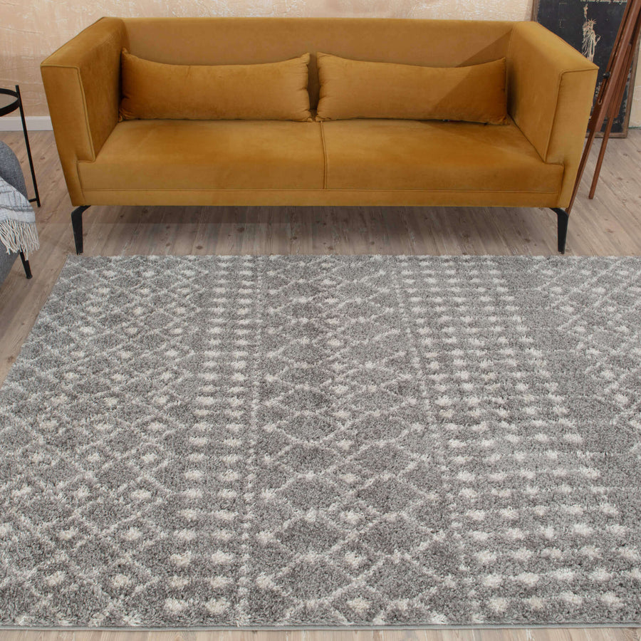 Moroccan Grey Shaggy Rug | 30mm Pile | - The Rugs