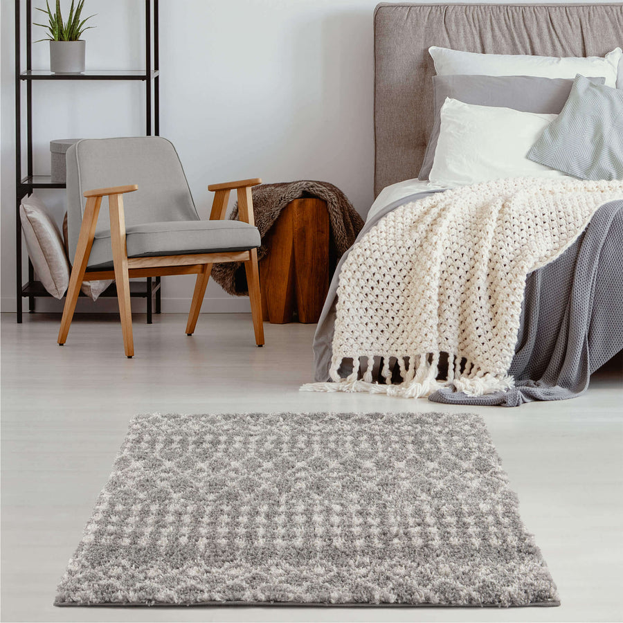 Moroccan Grey Shaggy Rug | 30mm Pile | - The Rugs