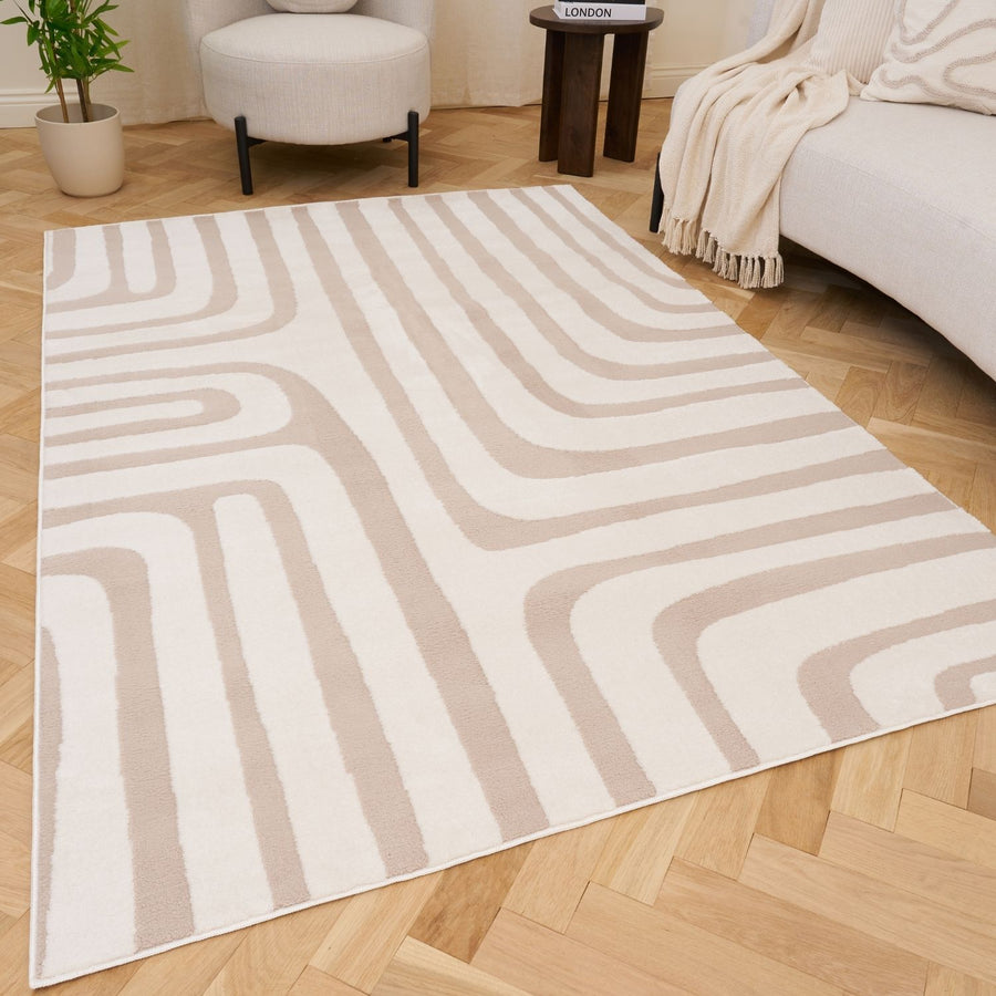 The Rugs Loft Geometric Beige Rug - Quality & Stylish