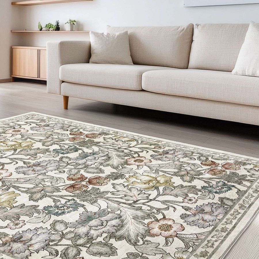 The Rugs Classical Natural Florals Rug - Multicolour Design