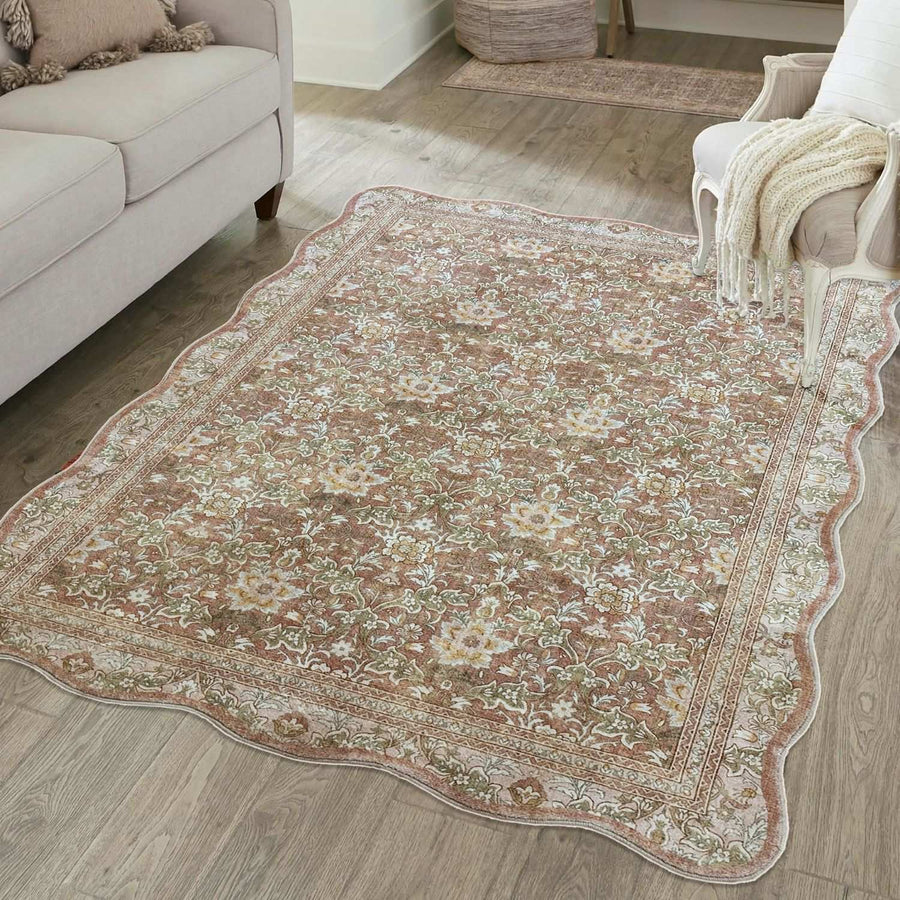 The Rugs Classical Summer Bloom Rug - Beige Floral Design