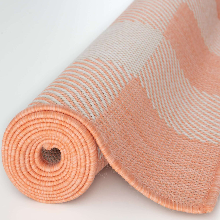 Orange Checkered Outdoor Rug for Garden | Colorful Patio