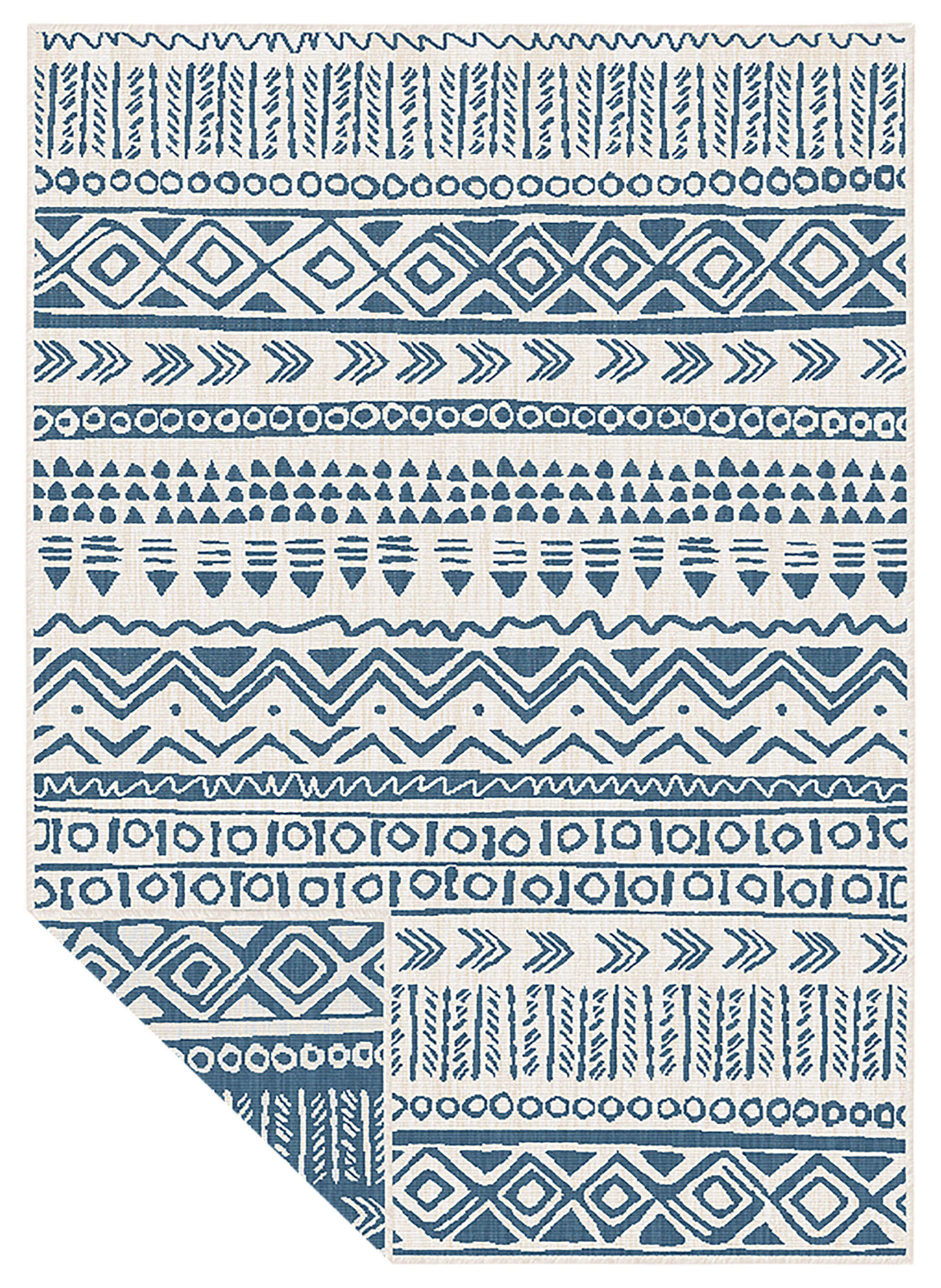 The Rugs Duo Weave Outdoor Blue Aztec Rug - Quality