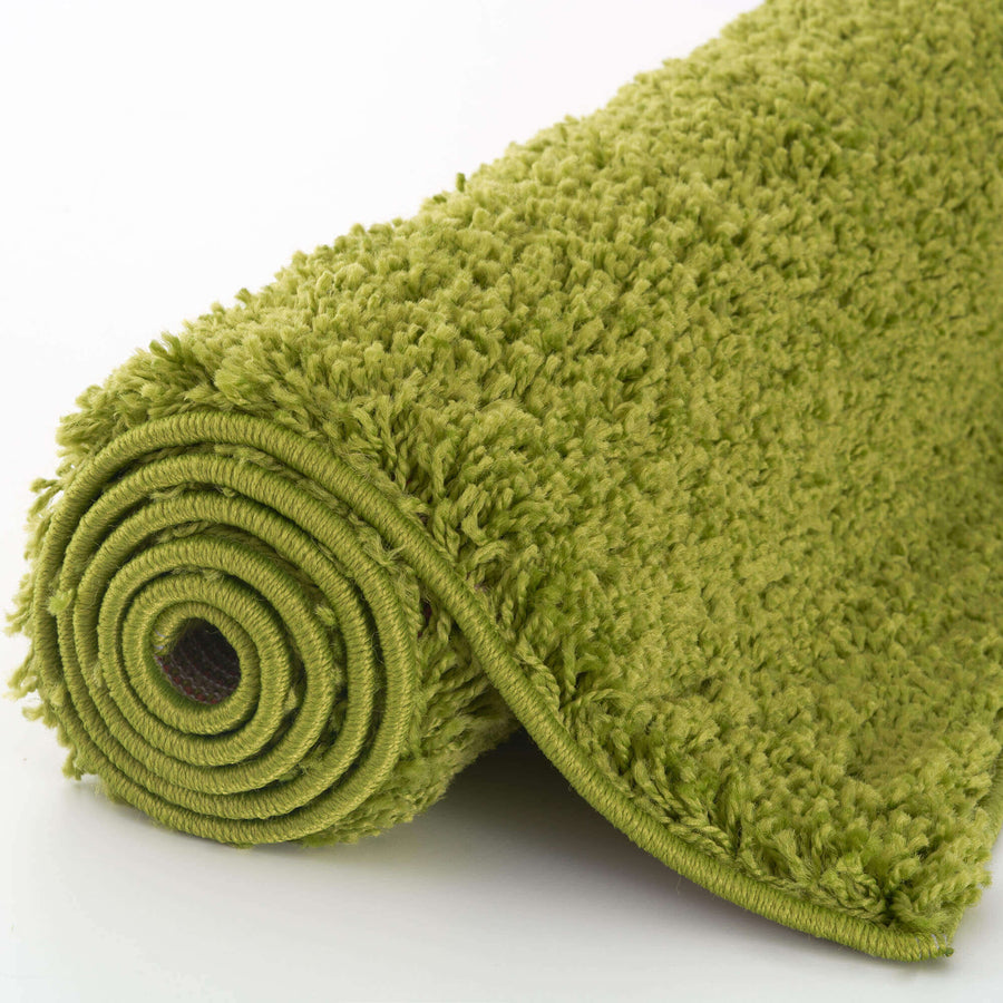 Premium Shaggy Rug Plain Green Rectangle Shape | The Rugs
